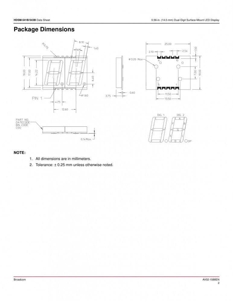 HDSM-543B datasheet page 2