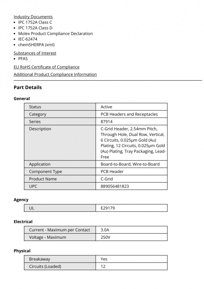 MOLEX 879141252 technical document preview, page 2