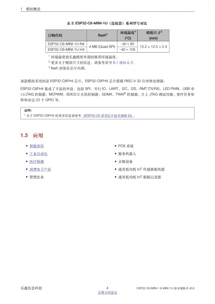 ESP32-C6-MINI-1-N4 datasheet page 4