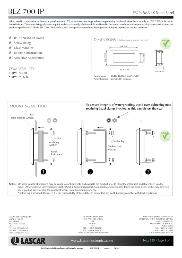 BEZ 700-IP technical documentation page