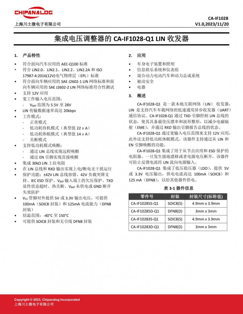 CA-IF10283S-Q1 datasheet page 1