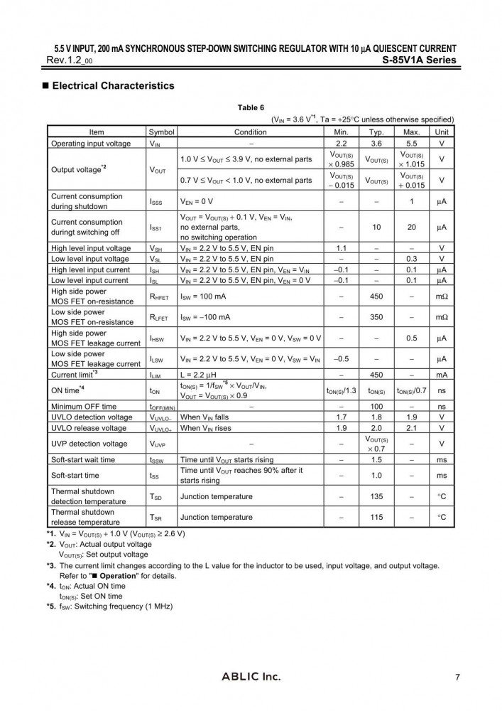 ABLIC S-85V1A datasheet page 7