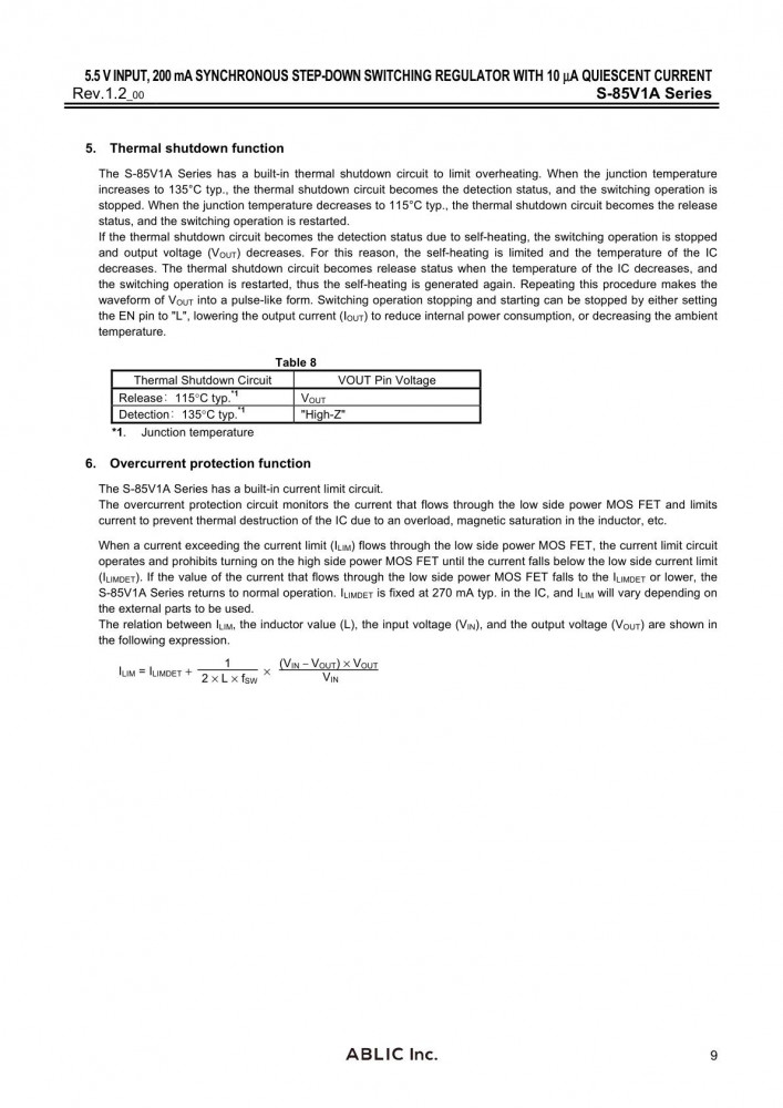 ABLIC S-85V1A datasheet page 9