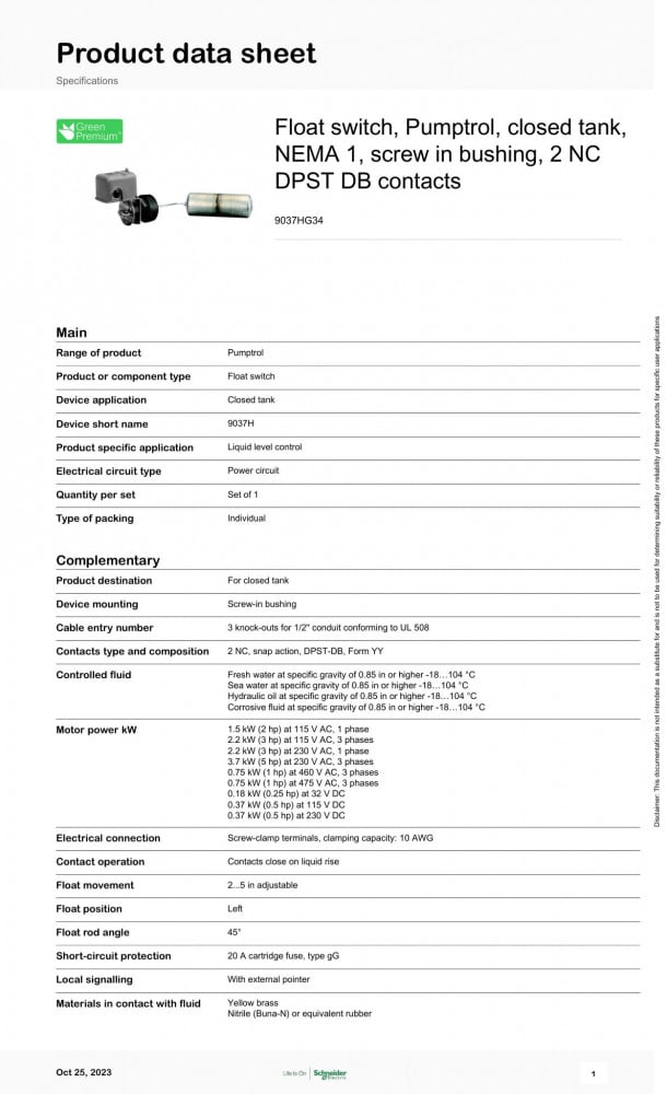 9037HG34 technical document page 1