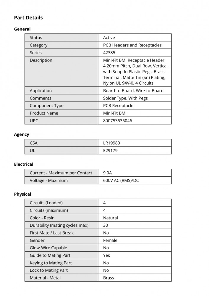 MOLEX MINI-FIT Jr. specification page 2