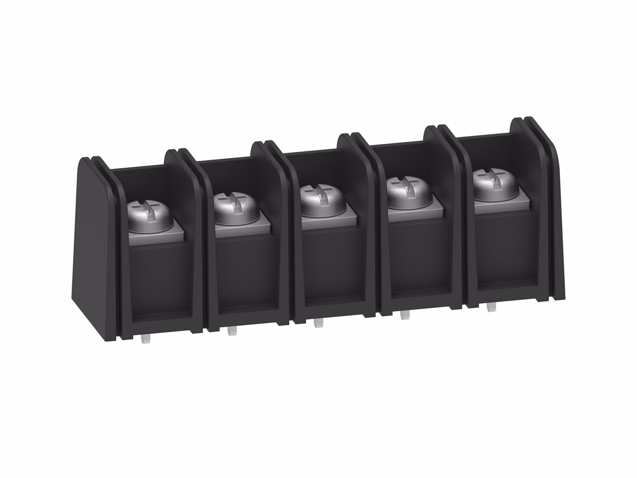 11.13mm Pitch, Single Row, Tri-Barrier Terminal Strip, without Mounting Ends, Black, 5 Circuits for sale