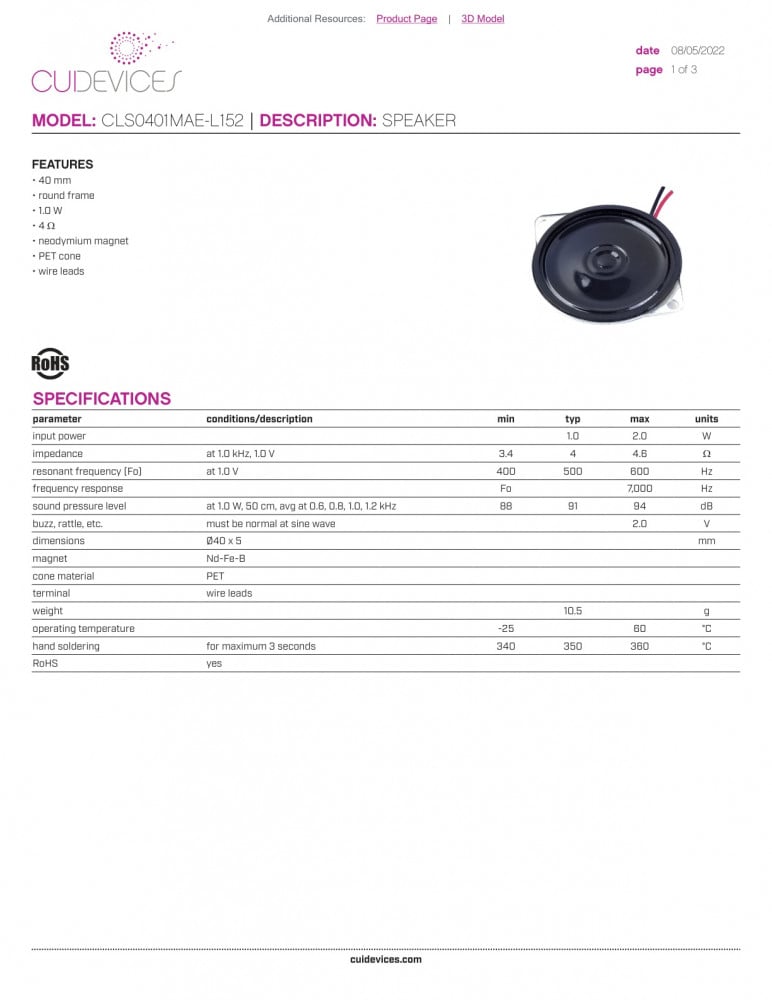 CLS0401MAE-L152 product features and specifications