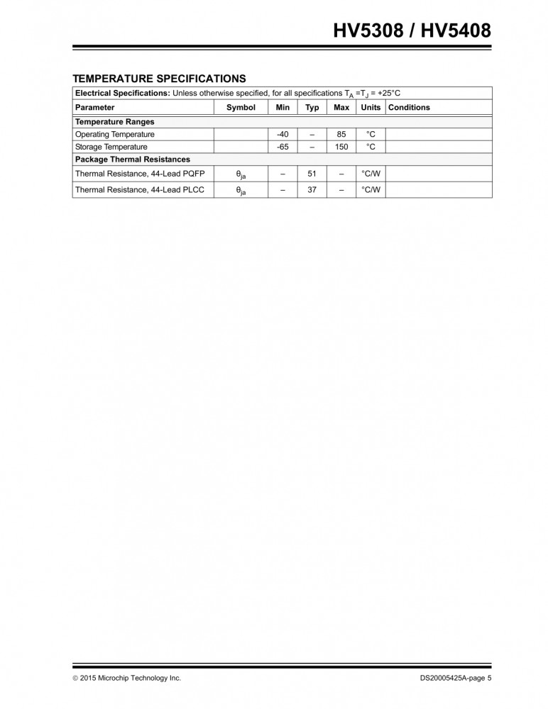 HV5408 technical document page 5