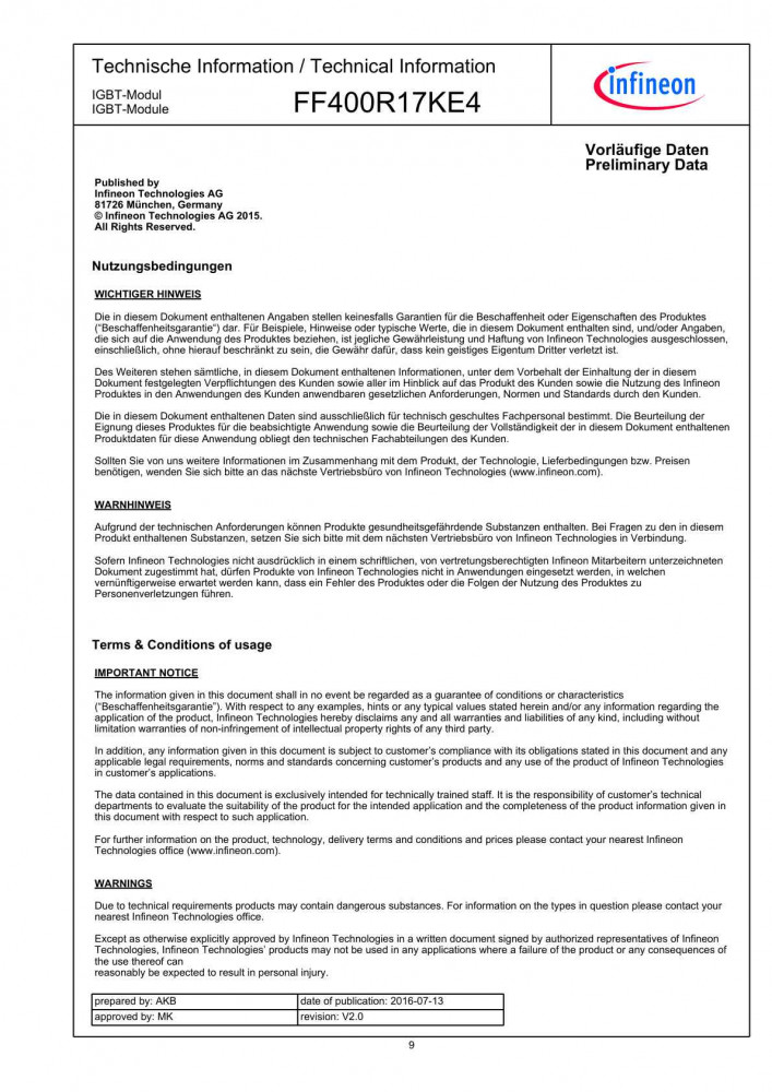 FF400R17KE4 technical document page 9