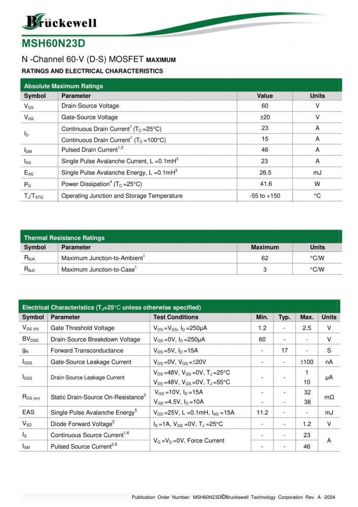 MSH60N23D datasheet page 2