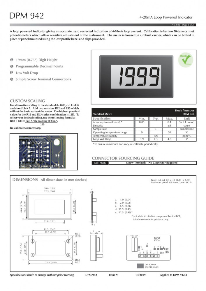 DPM 942 technical documentation page 1