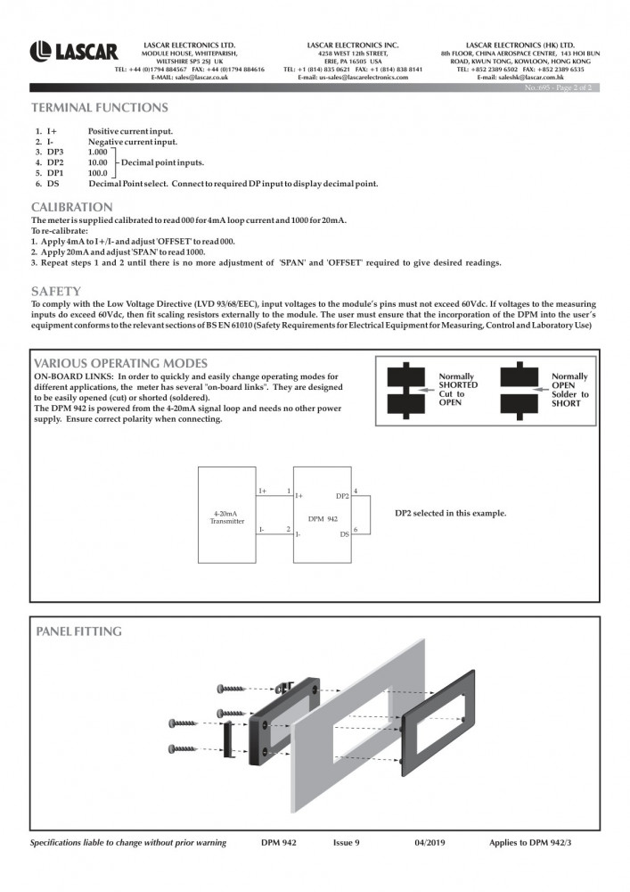 DPM 942 technical documentation page 2