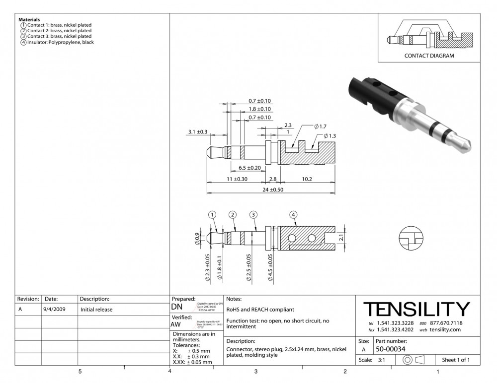 Technical drawing for Tensility International part 50-00034