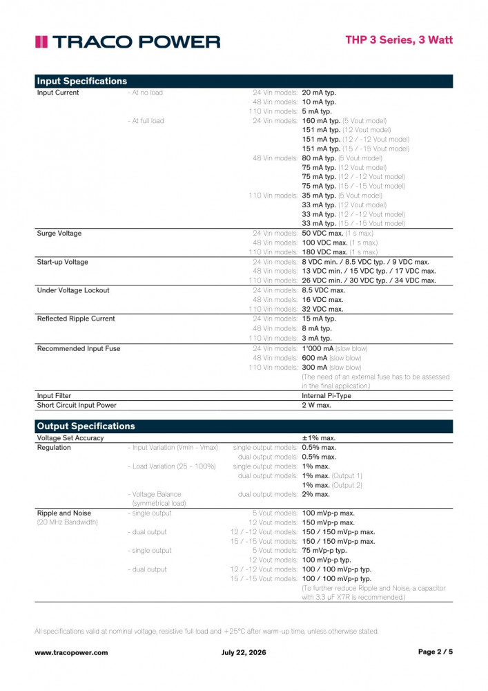 THP 3 series datasheet page 2