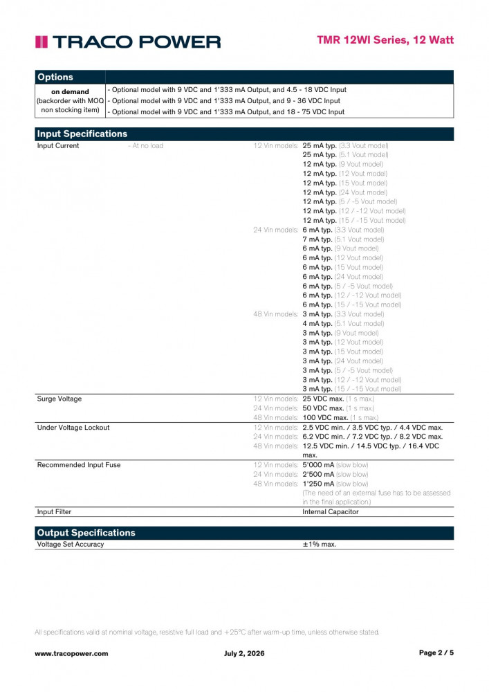 TMR 12WI datasheet preview, page 2