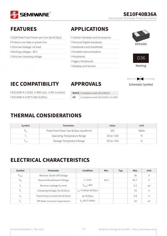 SE10F40B36A datasheet page 1