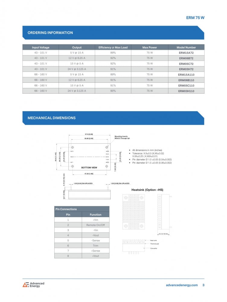 ERM75 series datasheet page 3
