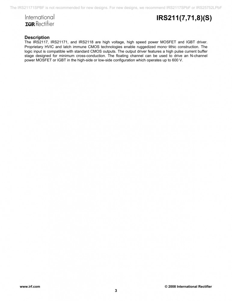 IRS2118 datasheet page 3