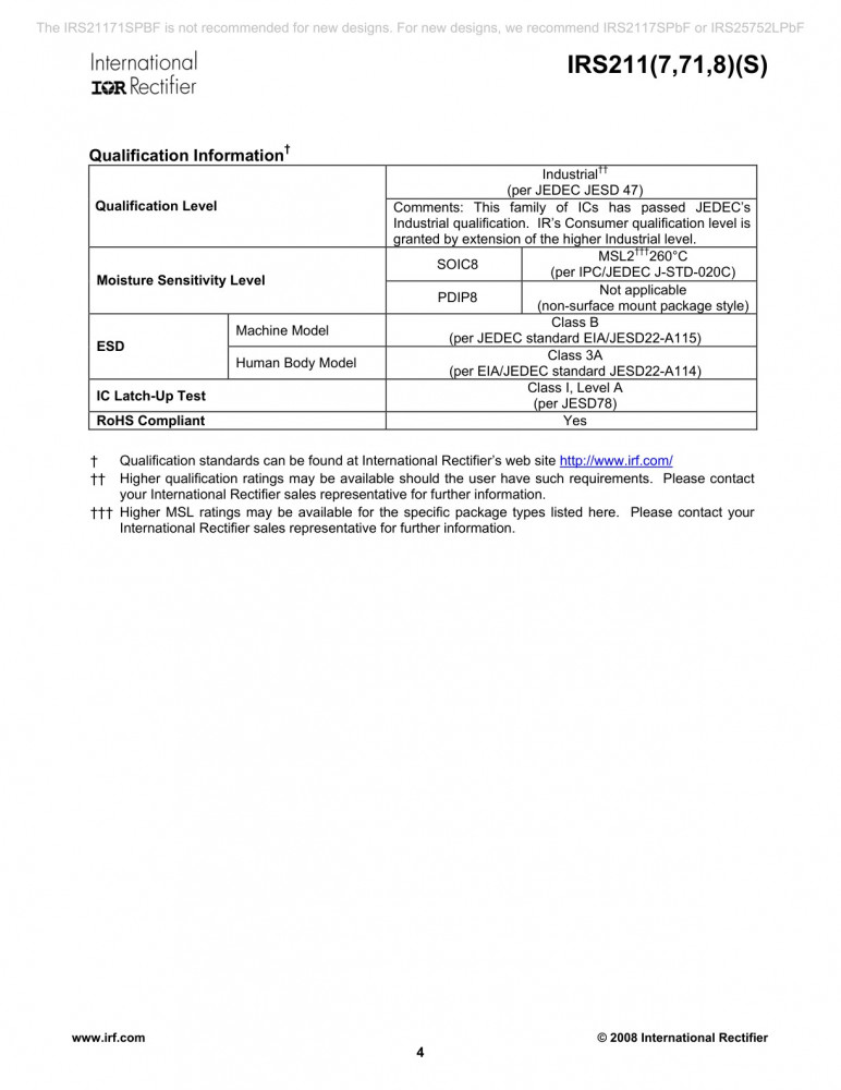 IRS2118 datasheet page 4