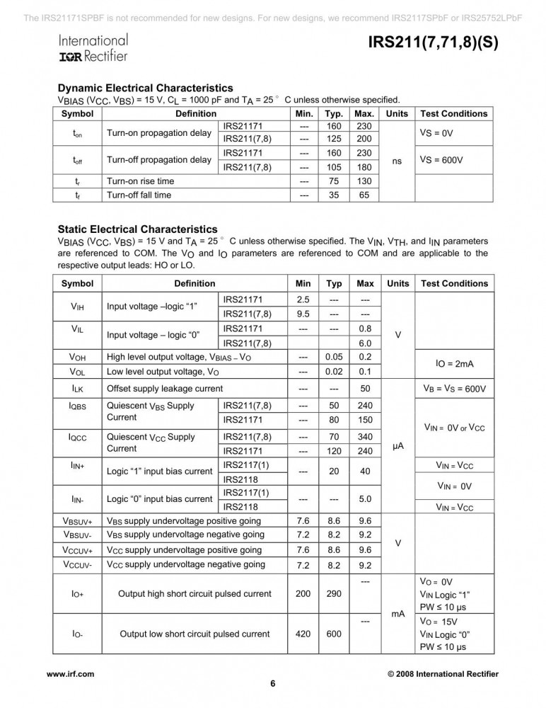 IRS2118 datasheet page 6
