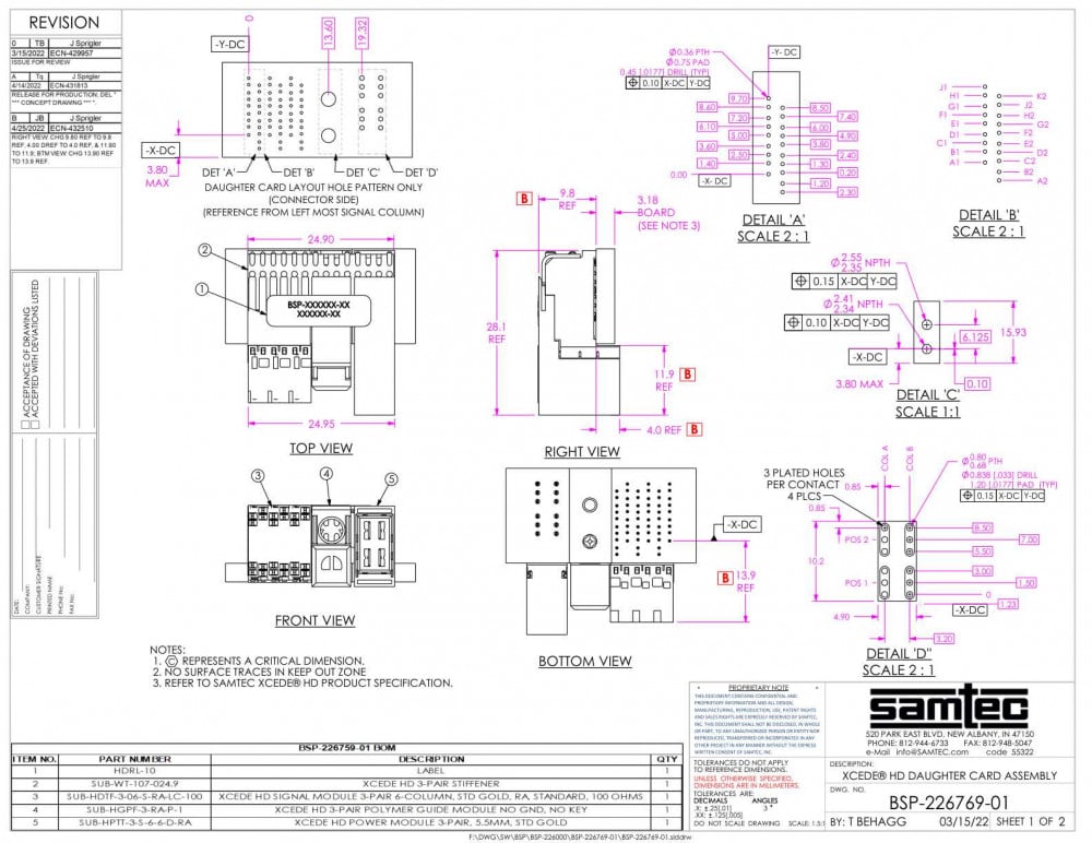 BSP-226769-01 technical drawing page 1