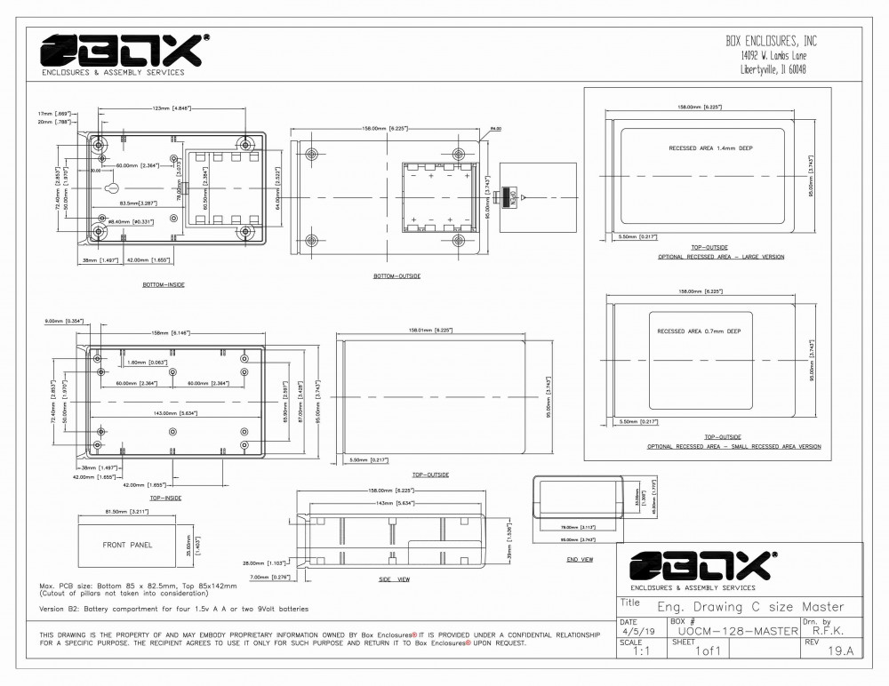 UOCM-128 enclosure drawing reference
