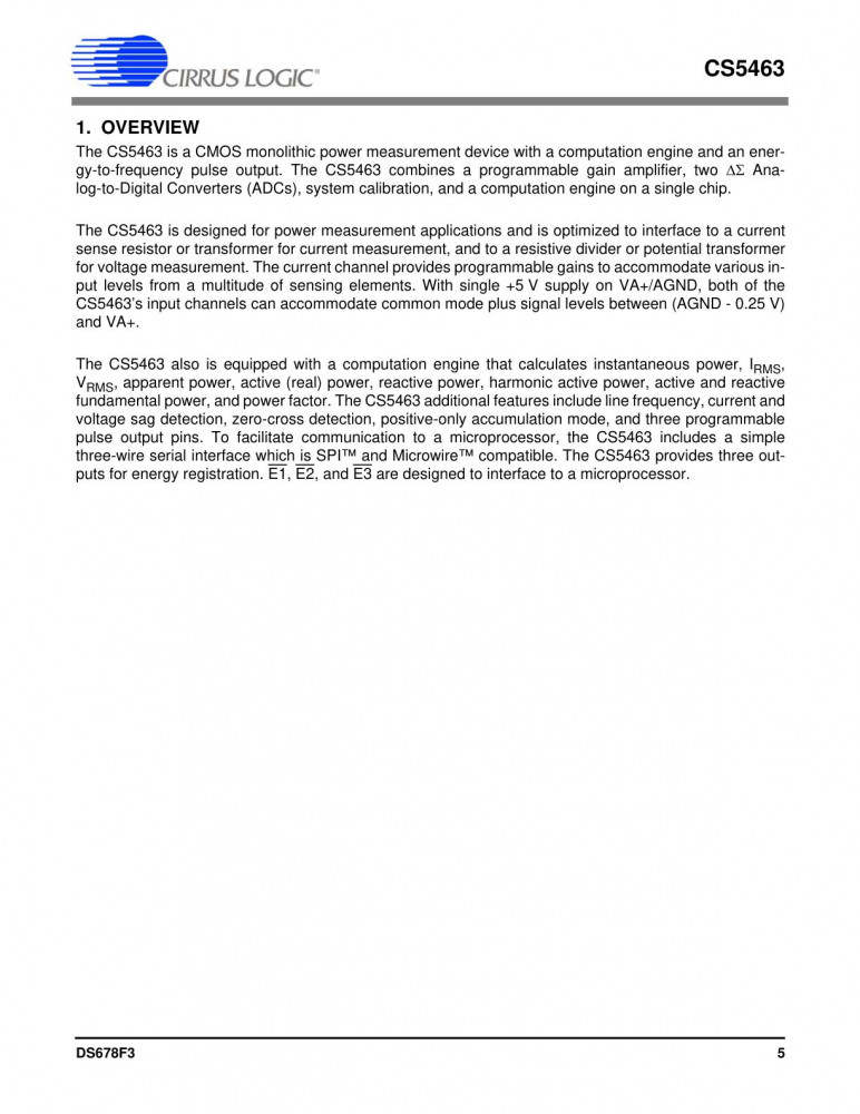 CS5463 datasheet page 5