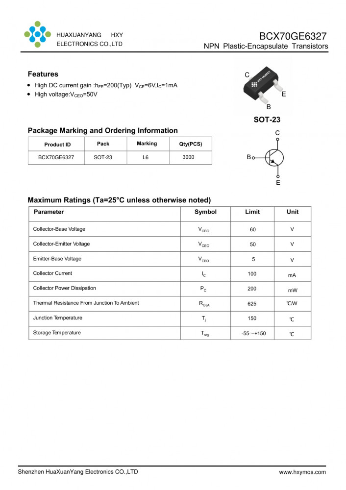 BCX70GE6327-HXY datasheet page 1
