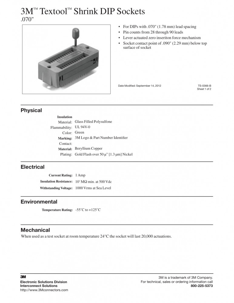 3M Textool TS-0366-B technical drawing page 1