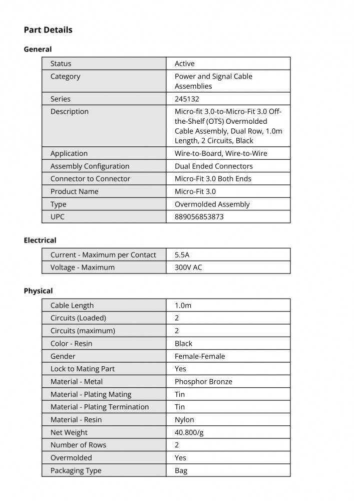 Technical document preview, page 2 for MOLEX 2451320210