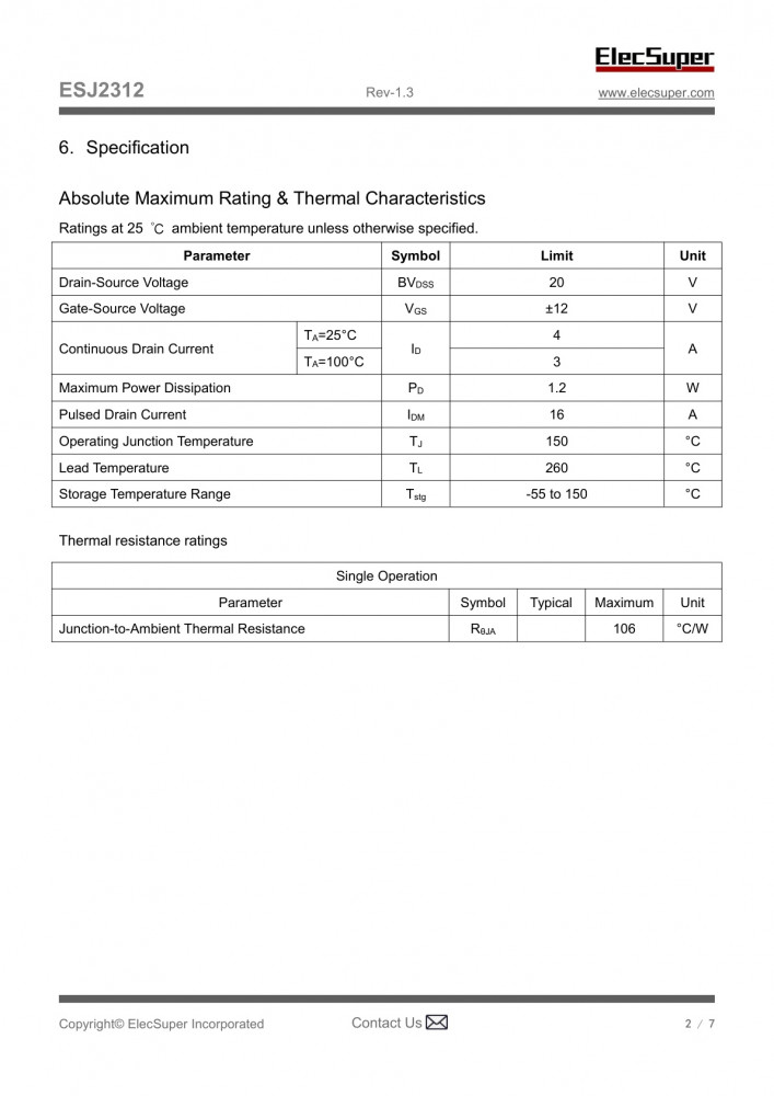 ESJ2312 datasheet page 2