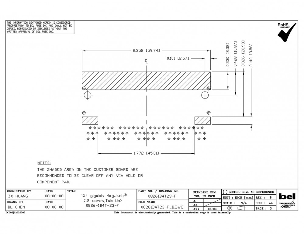 Bel Fuse 0826-1B4T-23-F technical drawing page 4