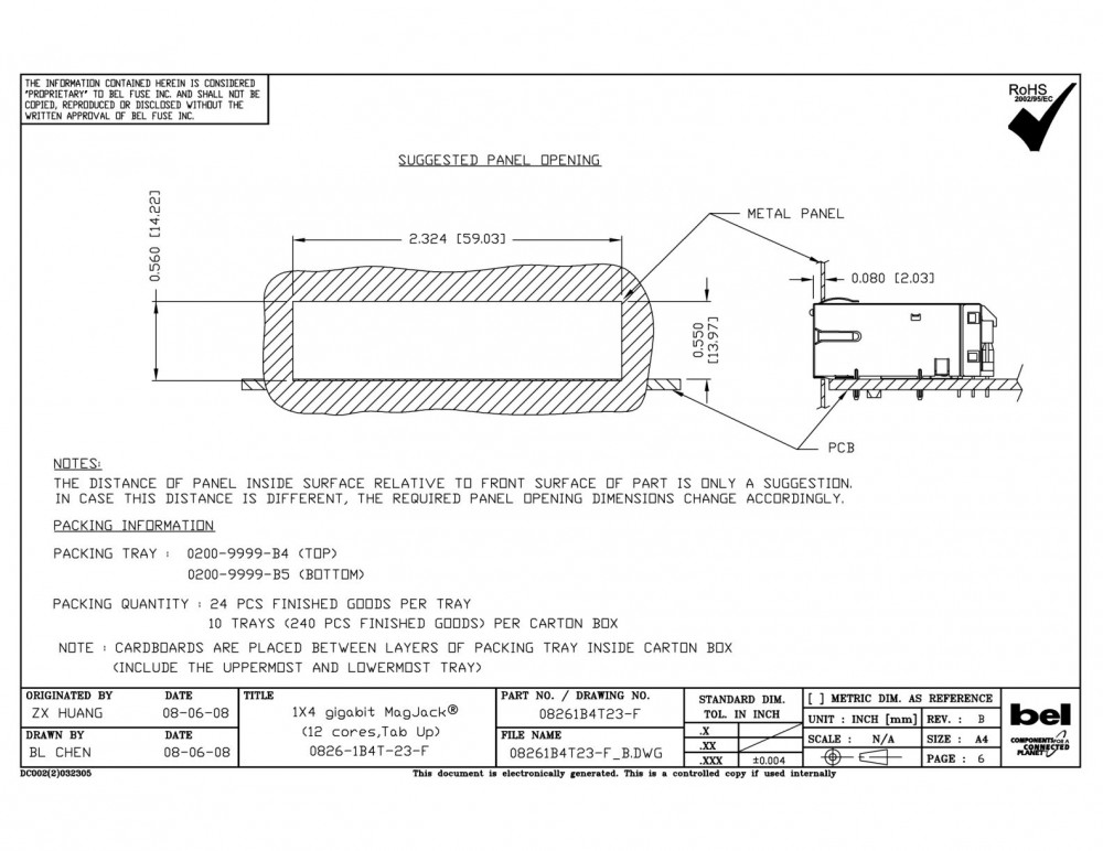 Bel Fuse 0826-1B4T-23-F technical drawing page 5