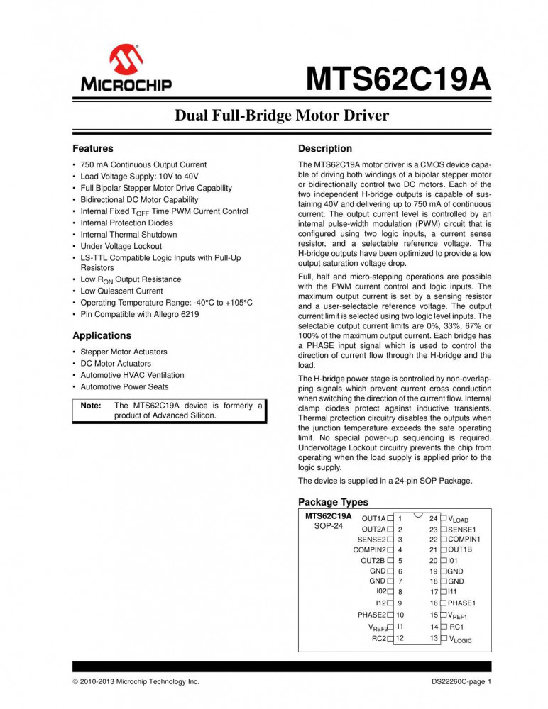 MTS62C19A document preview, page 1