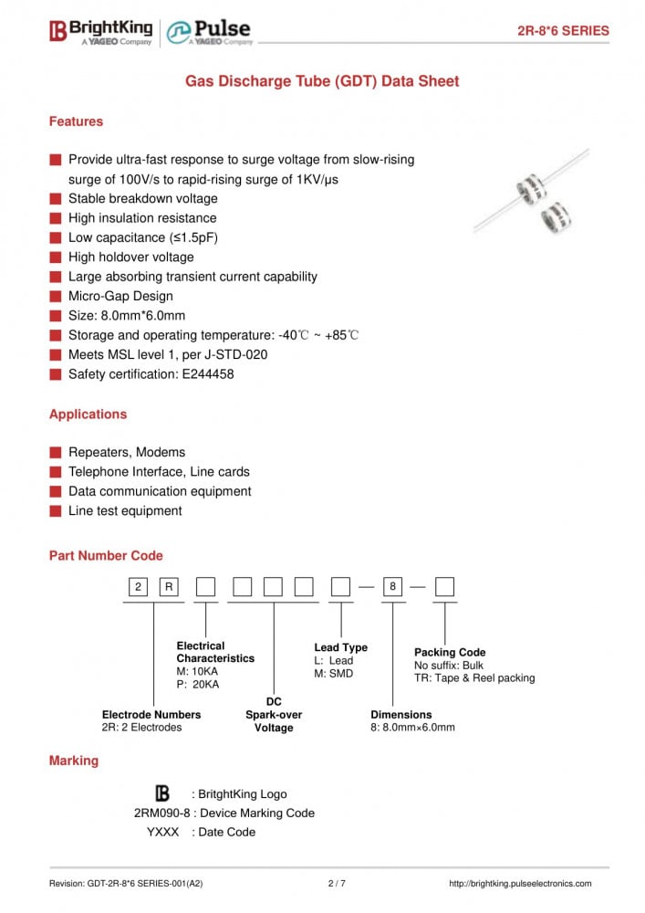 Brightking GDT datasheet page 1
