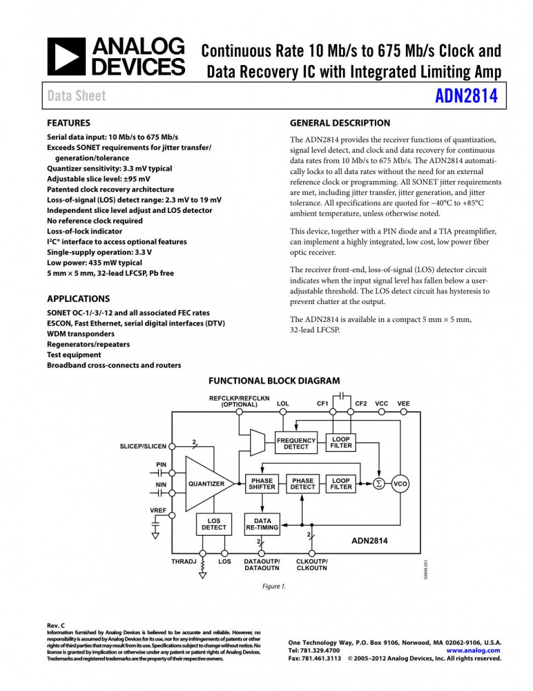 ADN2814 datasheet page 1