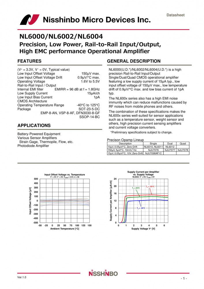 NL6002 datasheet page 1