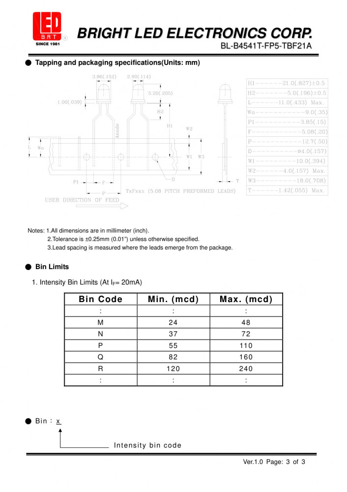 BL-B4541T-FP5-TBF21A technical document page 3