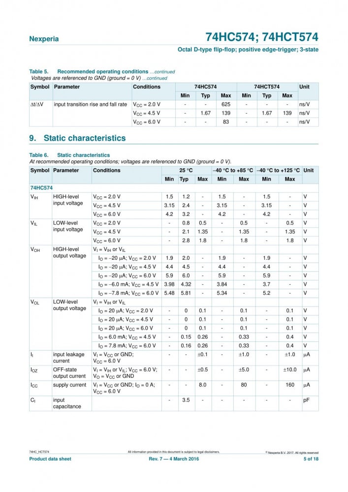 74HC574 datasheet page 5