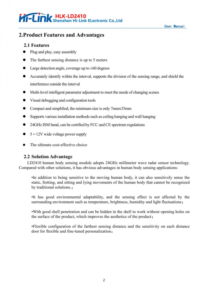 HLK-LD2410-P manual page 4