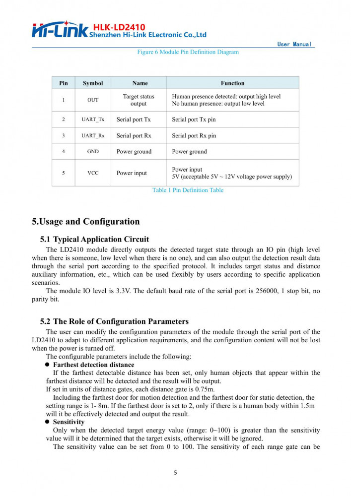 HLK-LD2410-P manual page 7