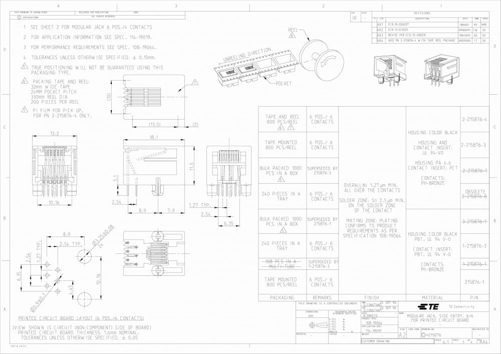 TE Connectivity 1-215876-3 technical drawing page 1