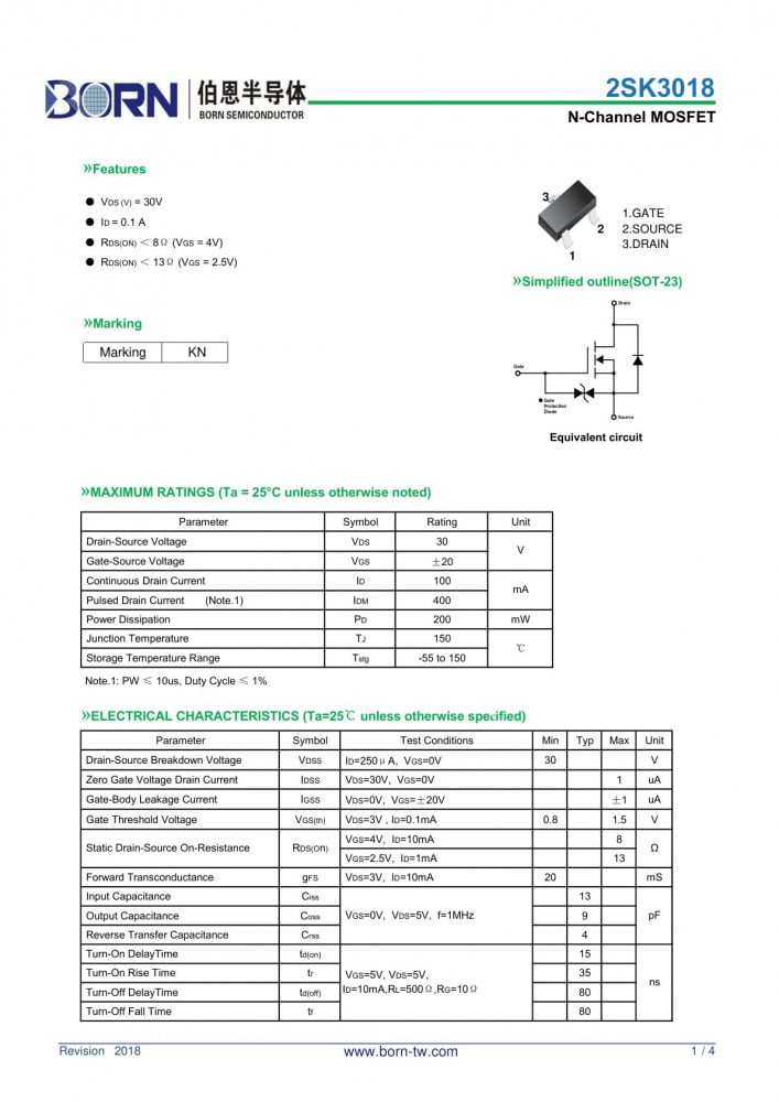 2SK3018 datasheet page 1