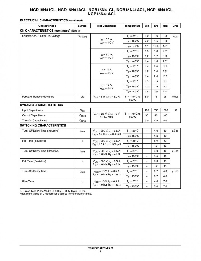 NGD15N41ACLT4G datasheet page 3