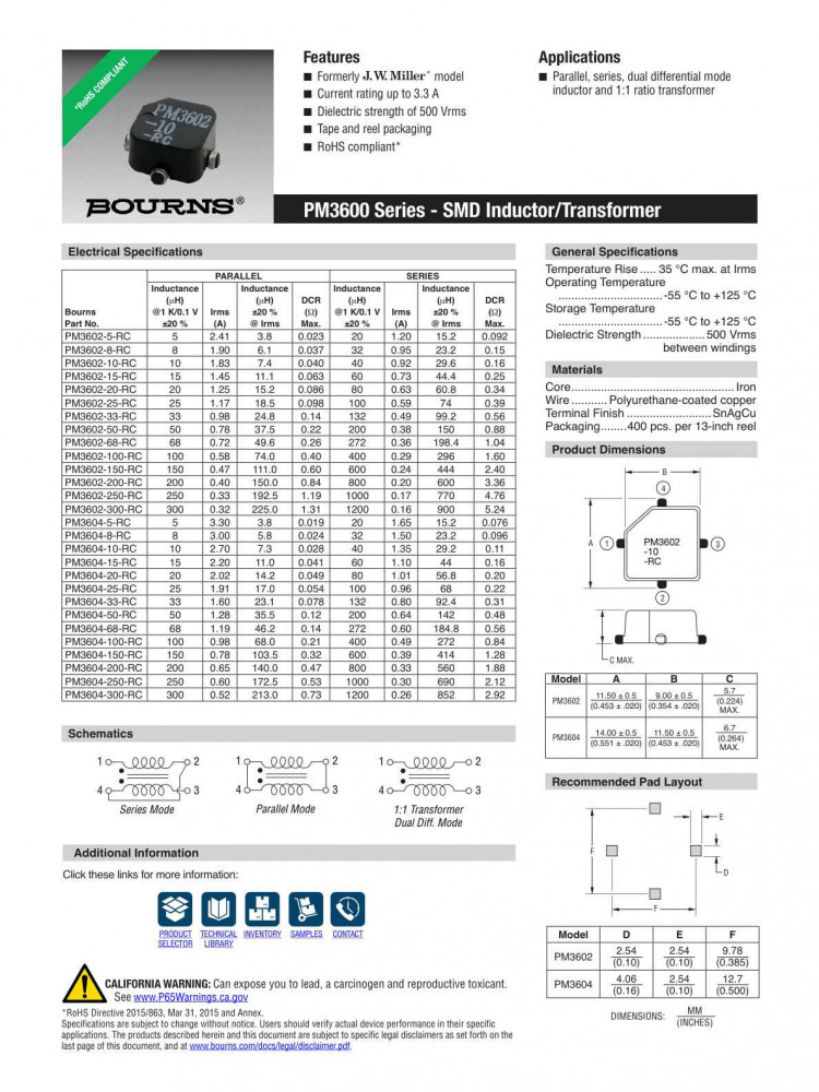 PM3600 series technical document, page 1
