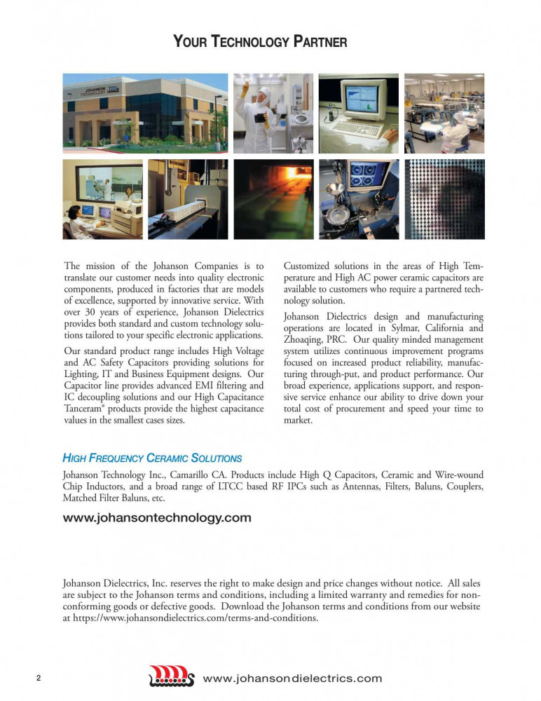 Johanson Dielectrics technical document page 2