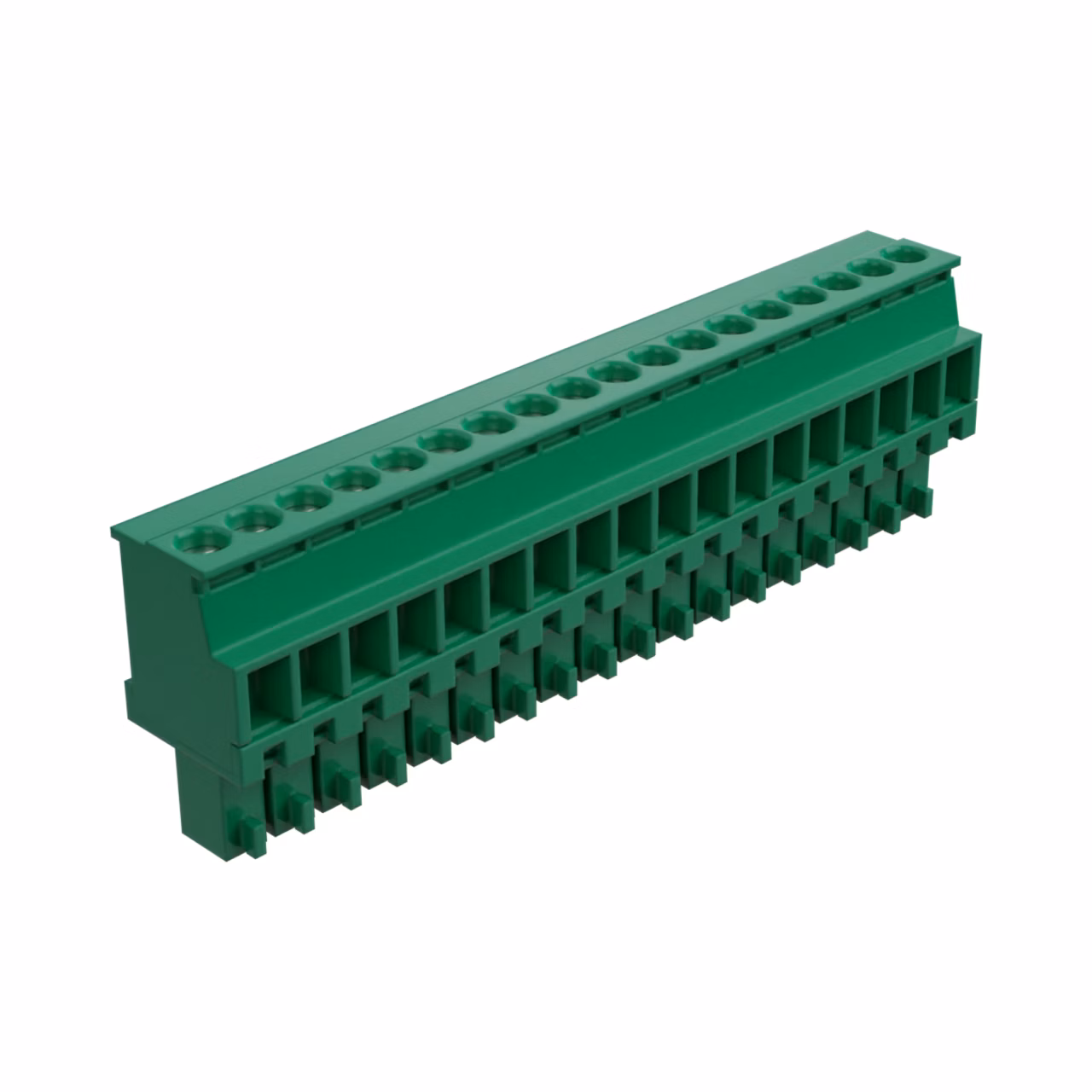 3.50mm Pitch Eurostyle Vertical Plug, with Standard Imprinting, Front Wire Entry, Green Housing, Gold (Au) Plated, 18 Circuits for sale