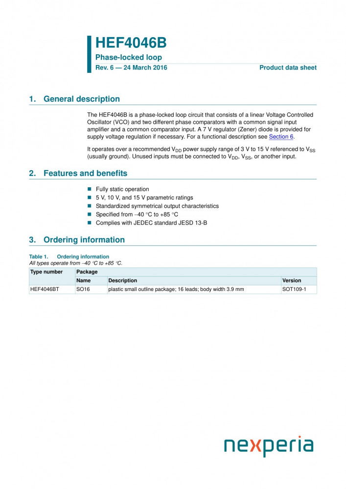 HEF4046BT datasheet page 1