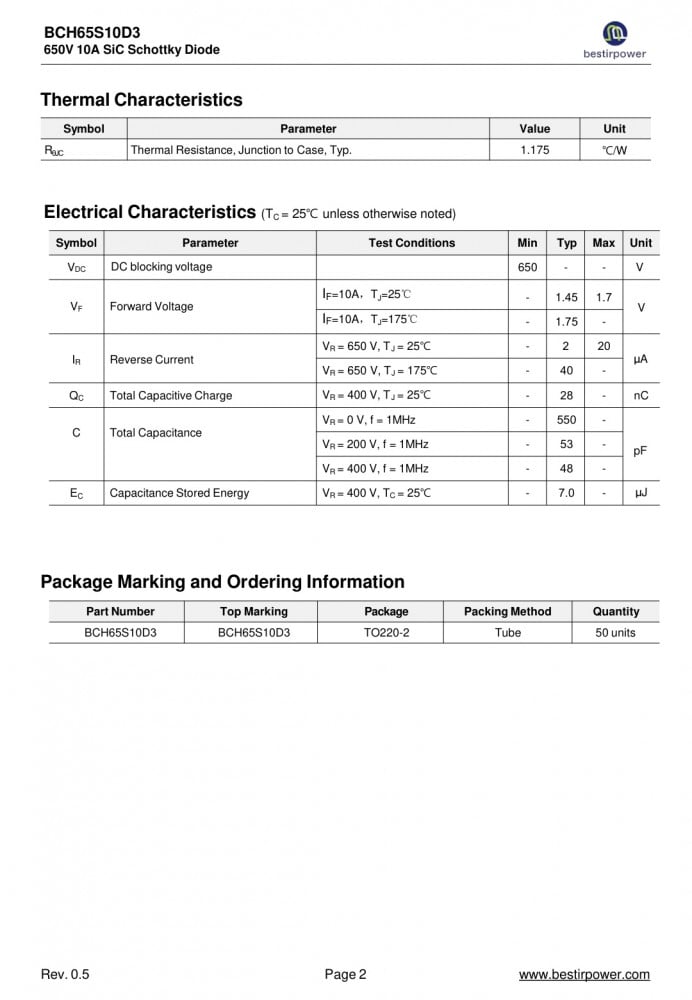 BCH65S10D3 datasheet page 2