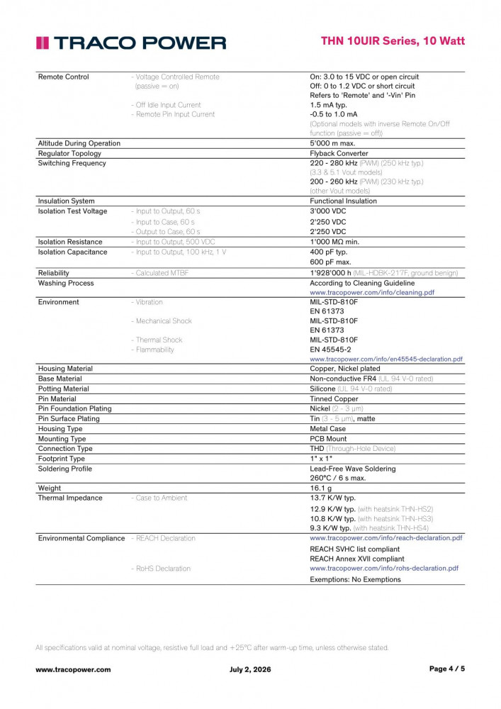 THN 10UIR technical document page 4